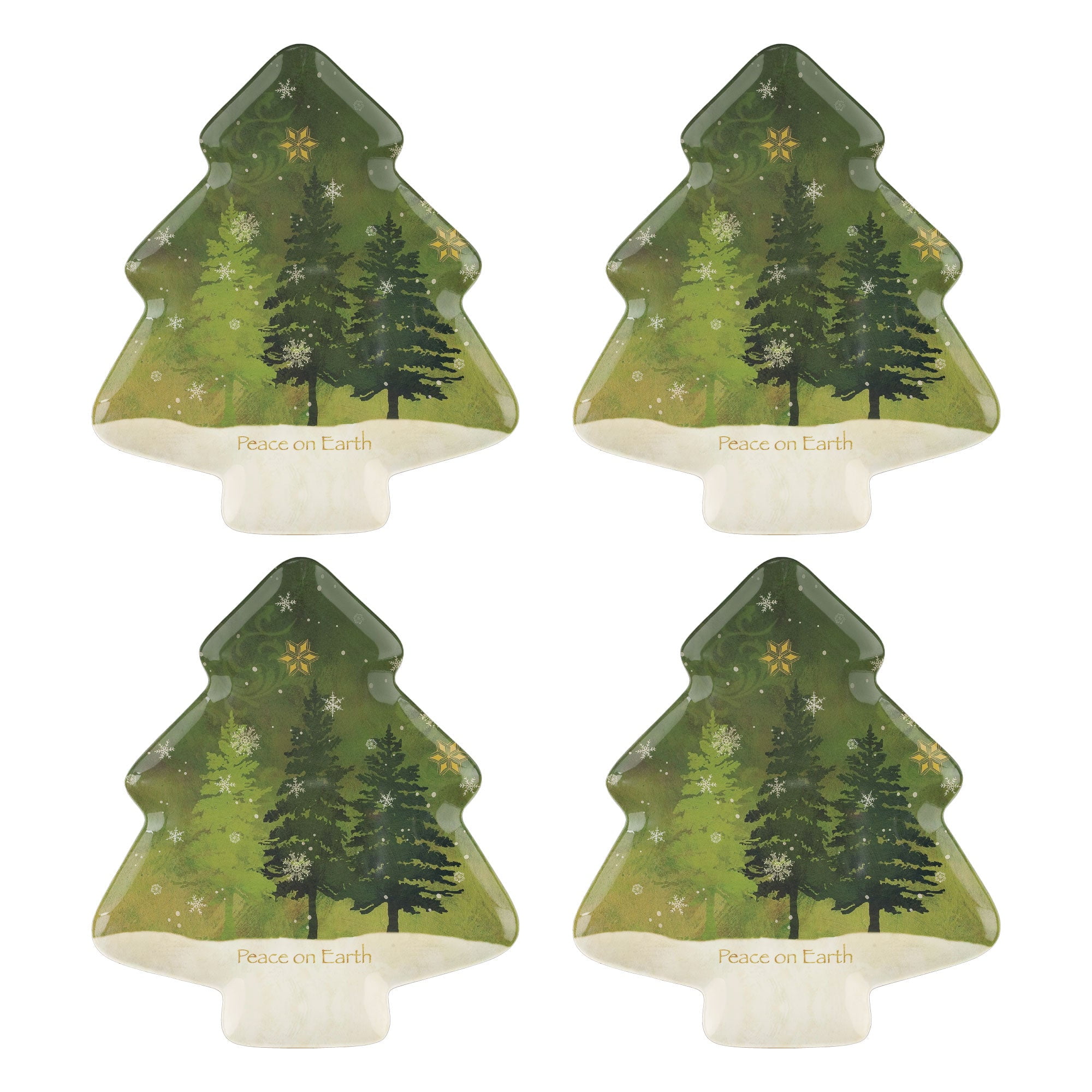 Gourmet Art 4-Piece 10.75 Inch Melamine Christmas Tree Shape Serving ...