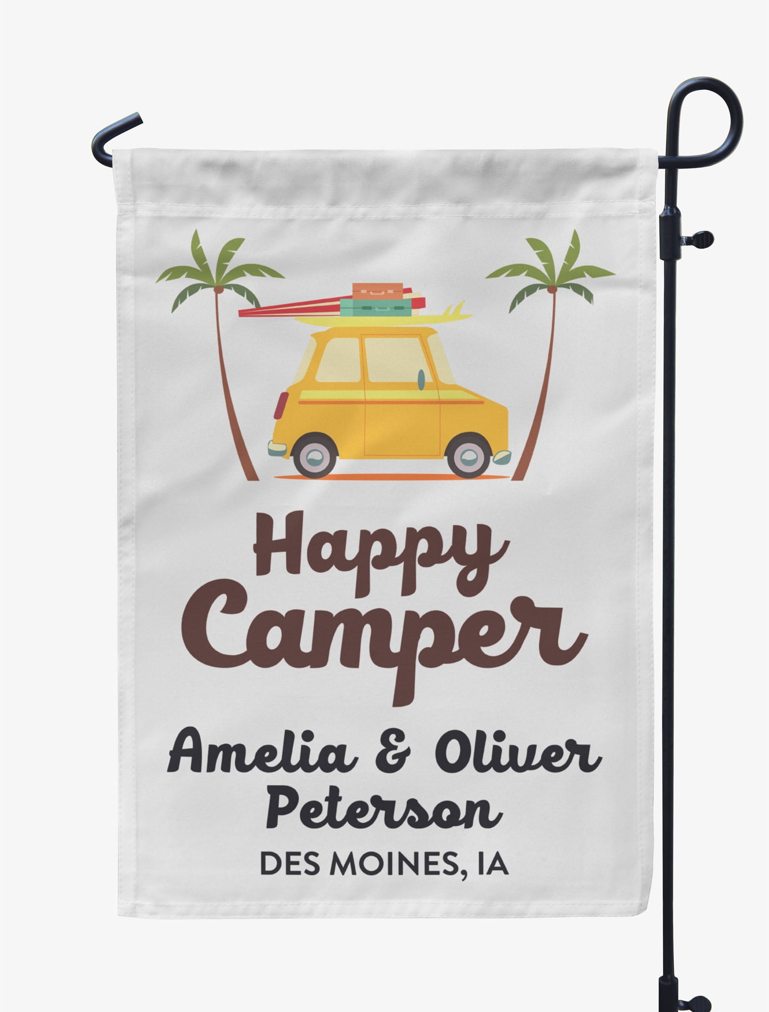 Printtoo White Happy Camper Family Camping Car CampingFlagCustom ...