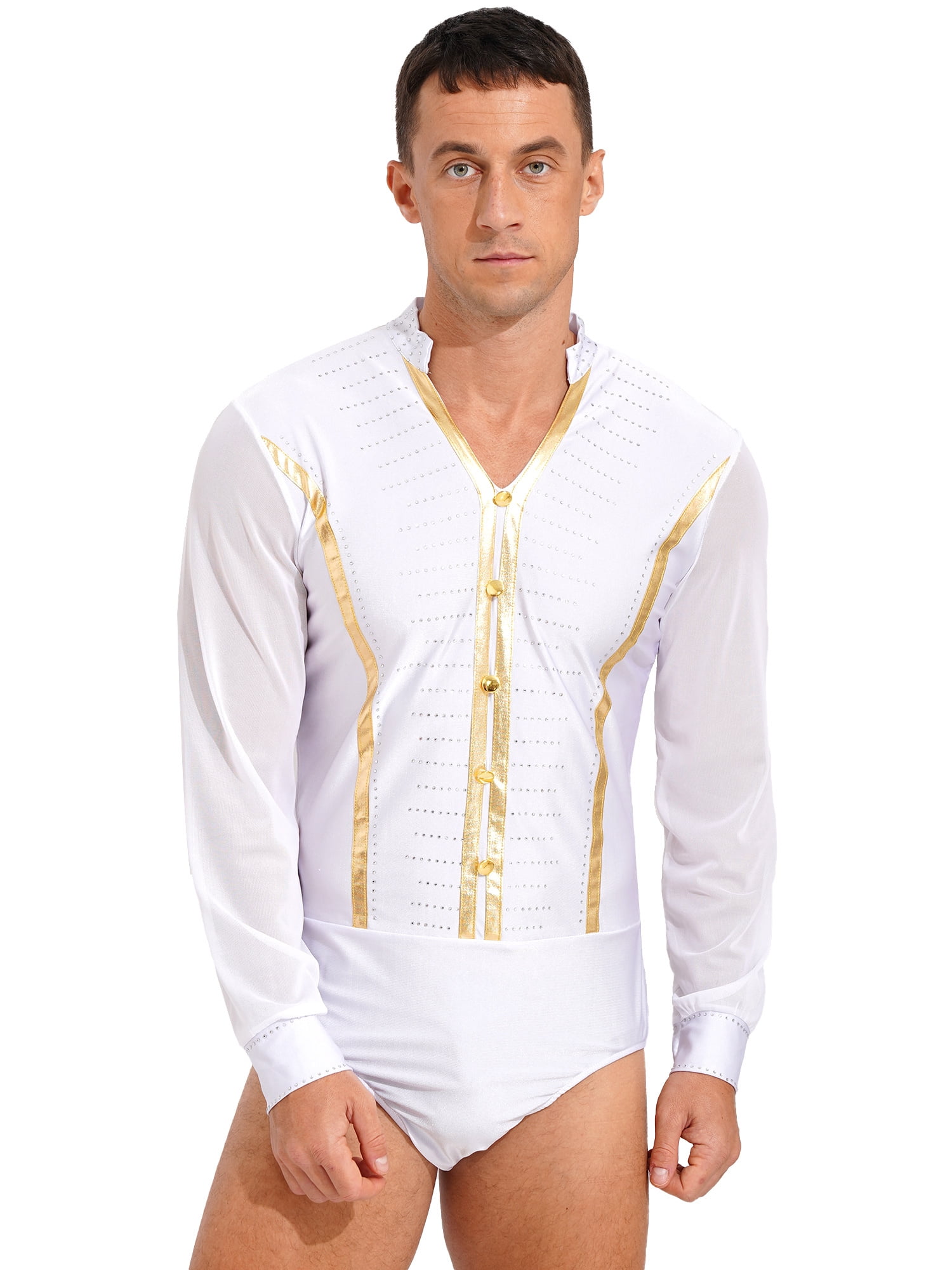 YIZYIF Mens Latin Tango Professional Dance Costume Sparkle Rhinestones ...