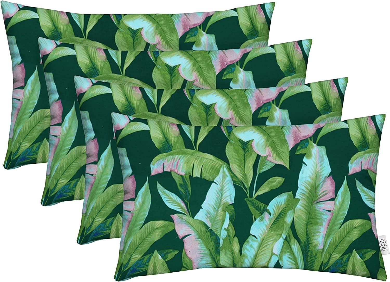 RSH Décor Indoor Outdoor Set of 4 Pillows, 20" x 12", Mekko Emerald ...