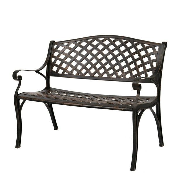 UBesGoo 40.5" Outddor Bench, Patio Garden Aluminum Bench, Rose Pattern ...