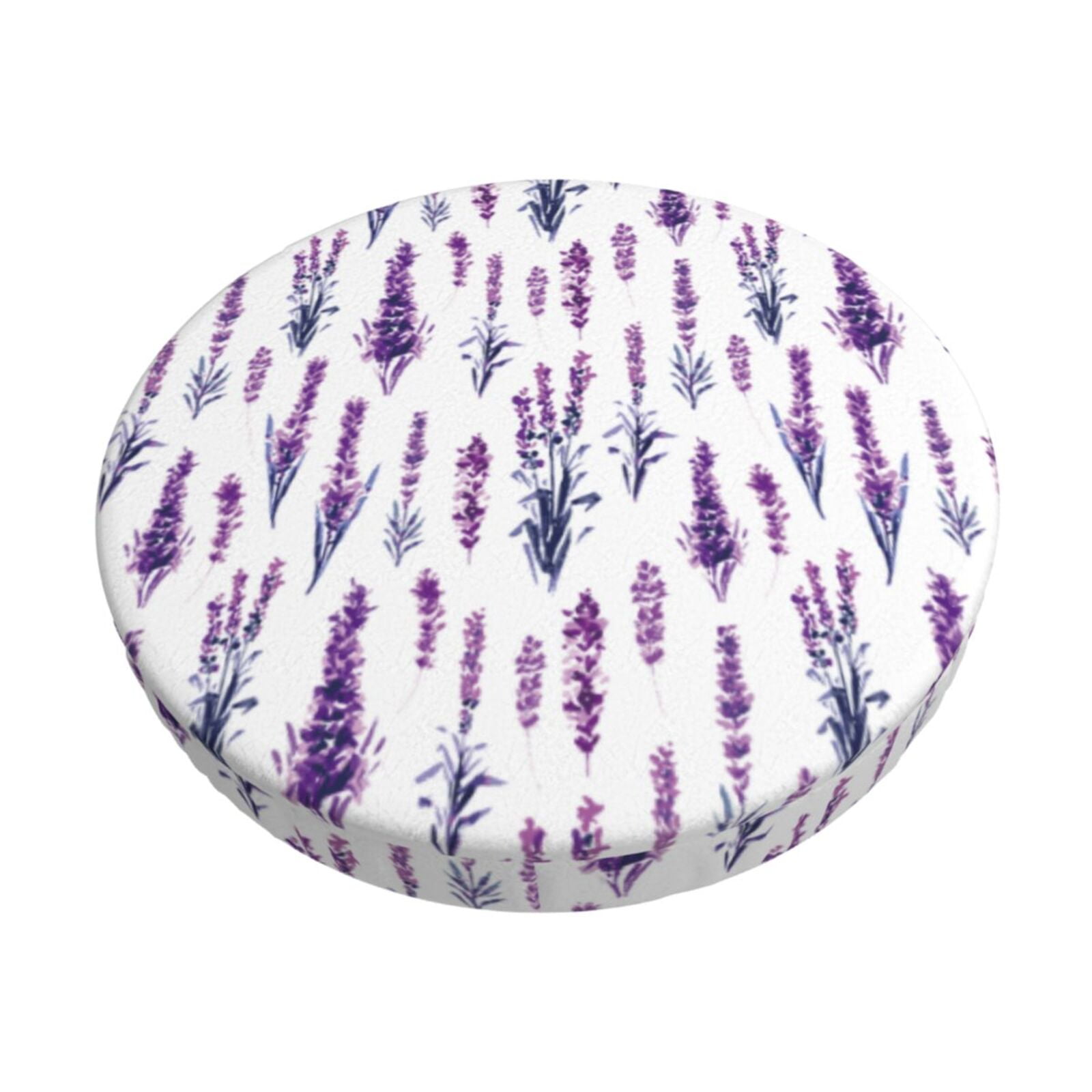 Lukts Lavender Flowers Patten Bar Stool Covers 12"-14" Round Crease ...