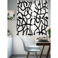 Abstract Line Sheer Curtains 72 inches Long, Retro Black Wave Line Art ...
