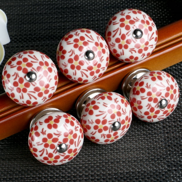 Set of 6 Ceramic Cabinet Door Knobs Drawer Dresser Handles Pulls - Walmart.com