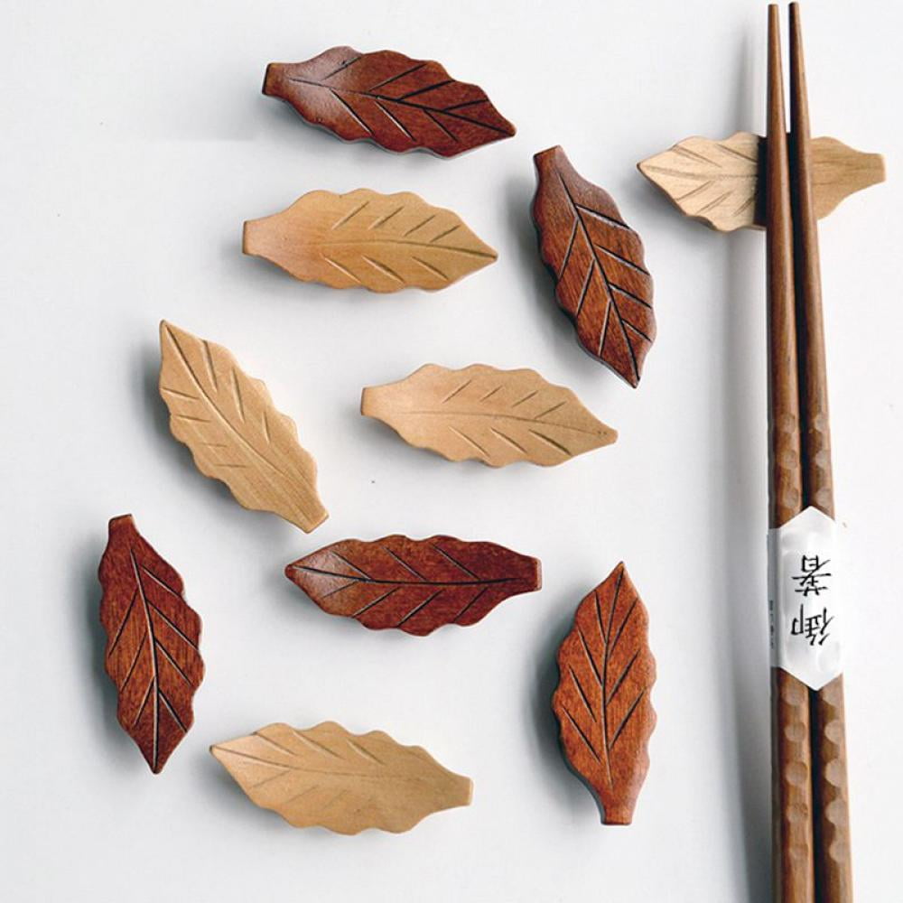 Crowdstage Small Leaf-shaped Chopstick Rest Cartoon Home Wooden ...