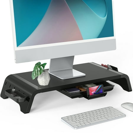 FENGE Monitor Stand with Drawer, 20.5'' Computer Stand with 2 Removable ...