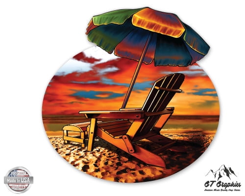Tropical Beach Vacation - 8" Vinyl Sticker - For Car Laptop I-Pad ...