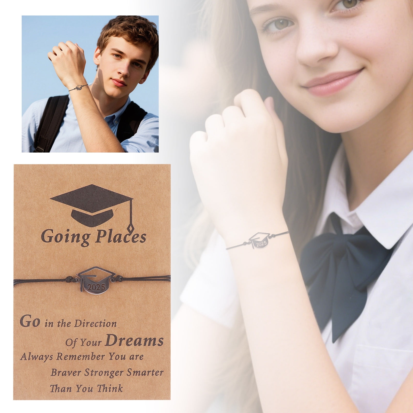 Graduation Bracelet for Students Stainless Steel Hollow Card Bracelet ...