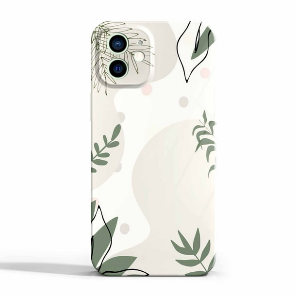 Green Leaf Case Compatible with iPhone 12,Aesthetic Art Design Full ...