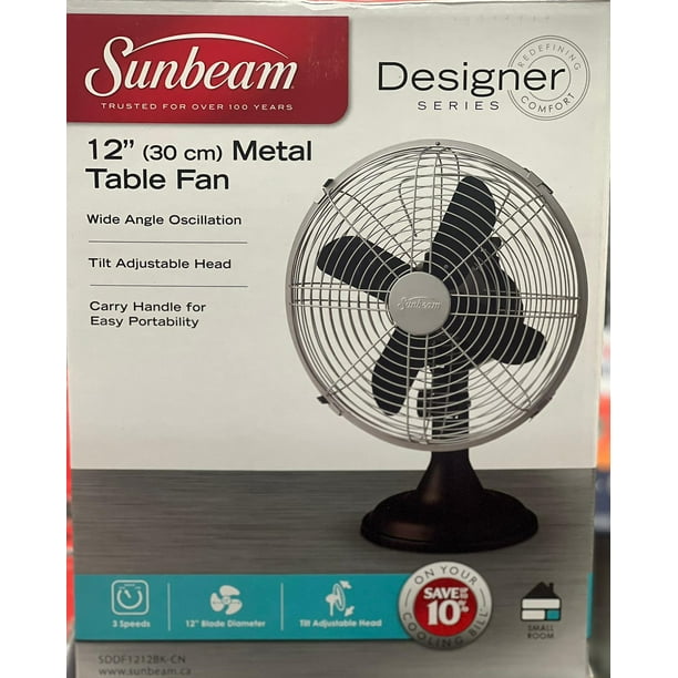 Sunbeam 12" Modern Metal Table Fan - Walmart.ca