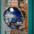 Acrylic Round Hanging Ornament Japanese Night Scene Cherry Blossom Moon ...