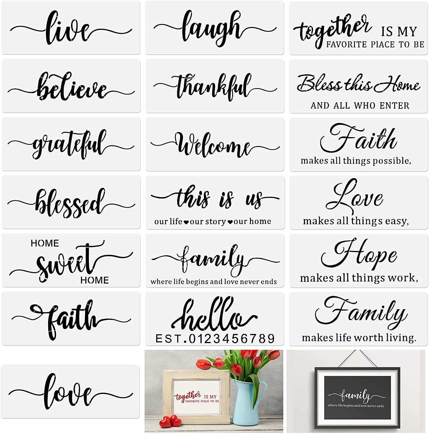 19 Pieces DIY tive Word Stencil Template Inspirational Quote Stencils ...