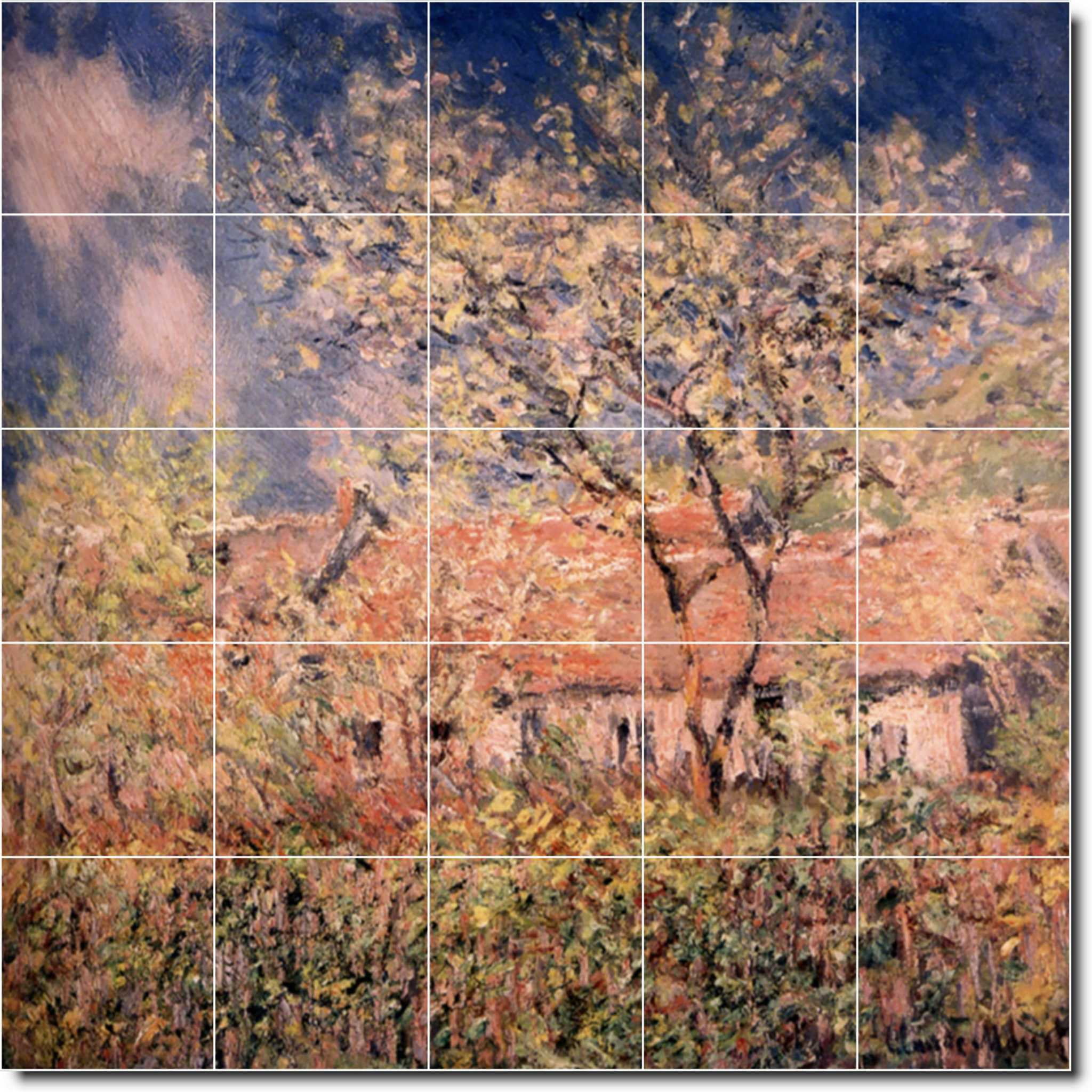 Ceramic Tile Mural-Claude Monet Garden Backsplash Tile Mural 13. 60" w ...