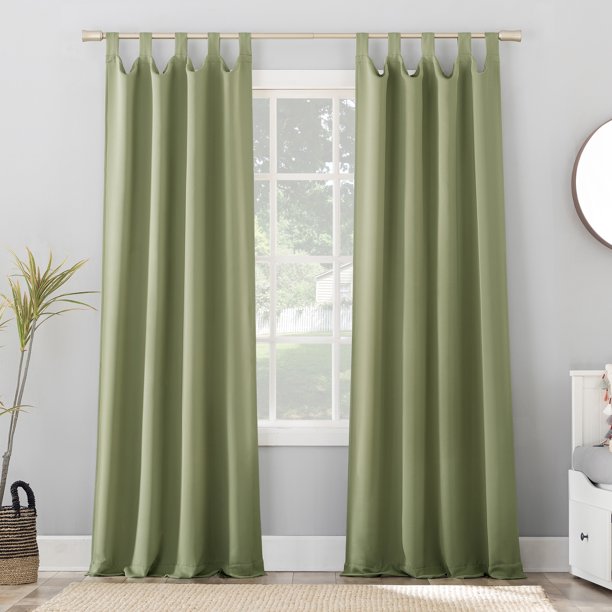 Sun Zero Brant Tab Top Energy Saving Blackout Window Curtain Panel, 40 ...