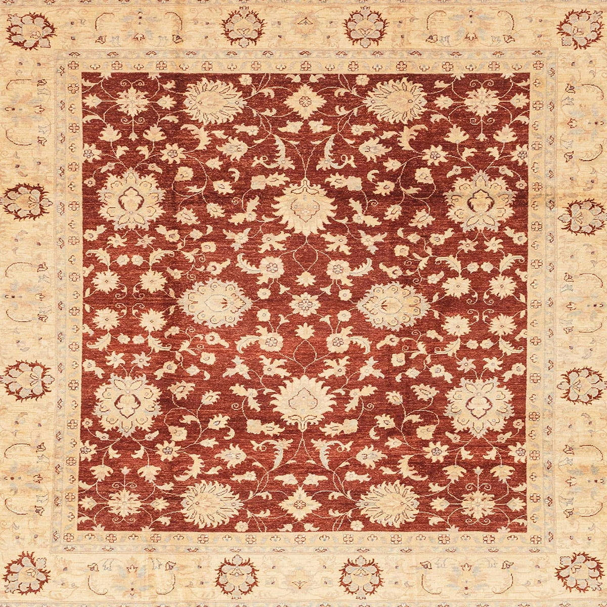 Ahgly Company Indoor Square Abstract Red Oriental Area Rugs, 6' Square ...