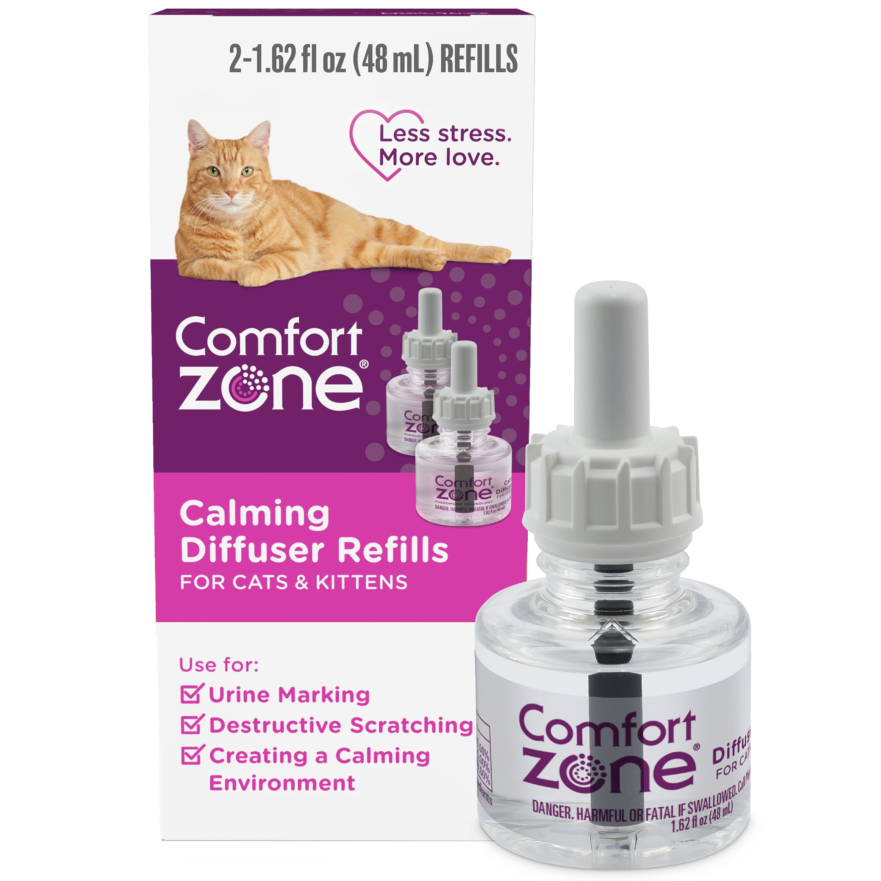 Comfort Zone Cat Calming Diffuser Refill, 48 ml-2 Pack, 60 Day Use 2 ...