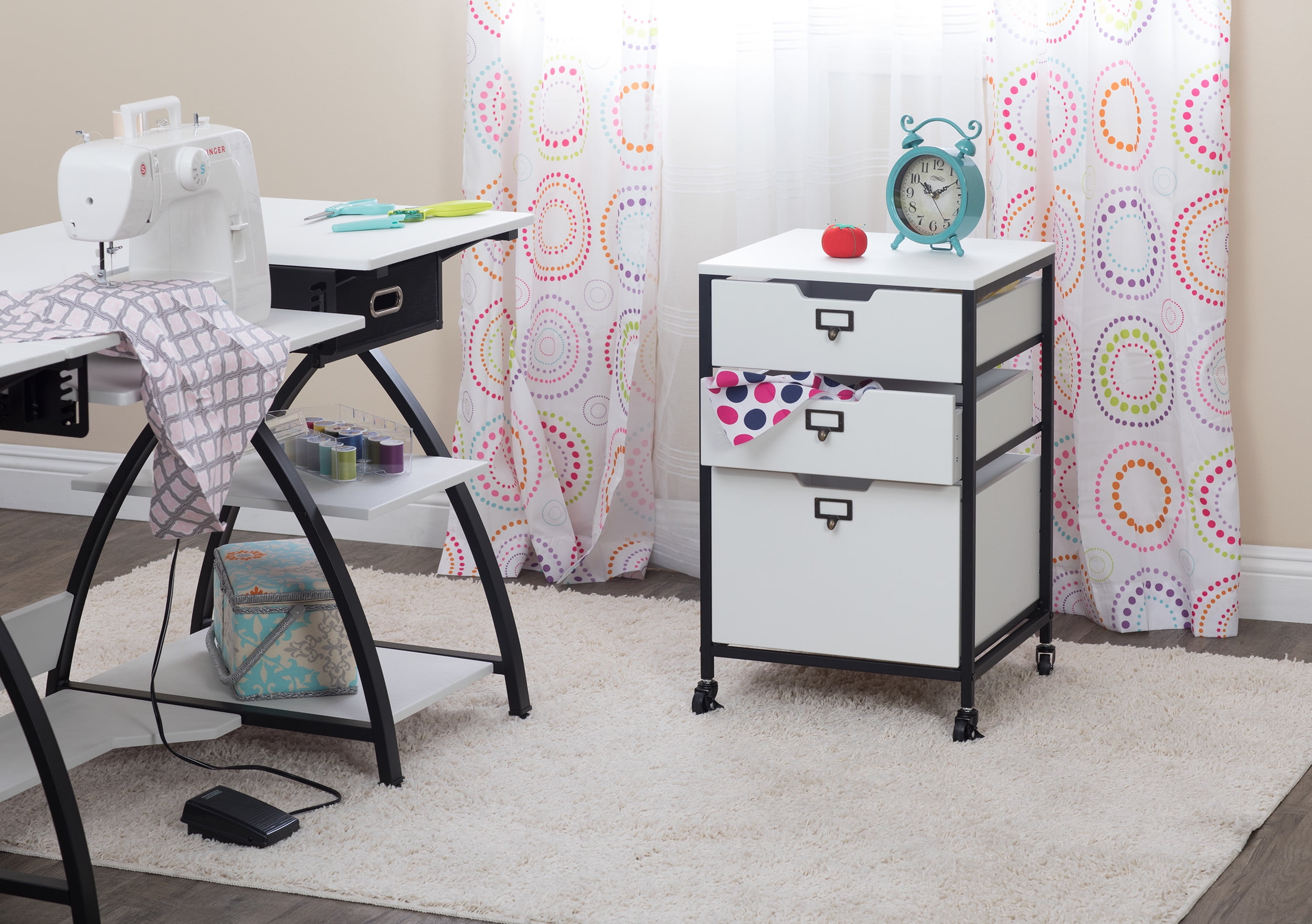 Sew Ready 3-Drawer Mobile Organizer in Charcoal/White - Walmart.com