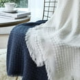 CREVENT Farmhouse Waffle Knit Throw Blanket, Soft Warm for Couch Sofa ...
