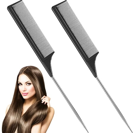 HEIBIN2 Pieces Tail Combs Carbon Fiber Teasing Combs Rat Tail Lifting ...