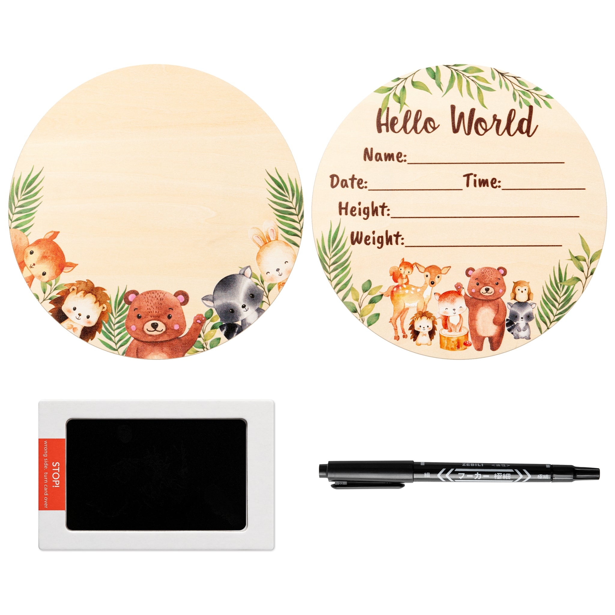 R HORSE Hello World Newborn Announcement Sign with Ink Pad for Baby ...