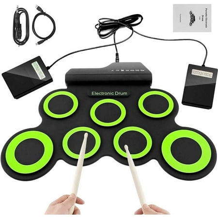 Electronic Drum Set, Foldable Electronic Drum Kit Built-in Speaker ...