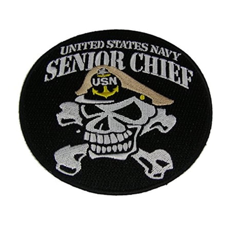 UNITED STATES NAVY SENIOR CHIEF SKULL and CROSSBONES ROUND PATCH ...