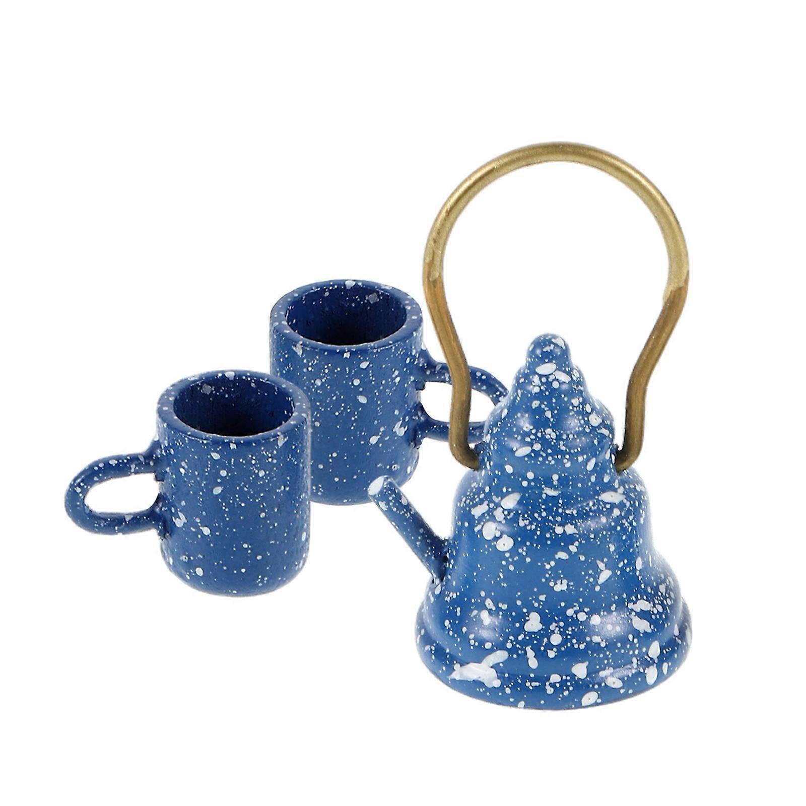 Dollhouse Mini Tea Set 3Pcs Tiny Teapot And Cups For Children ...