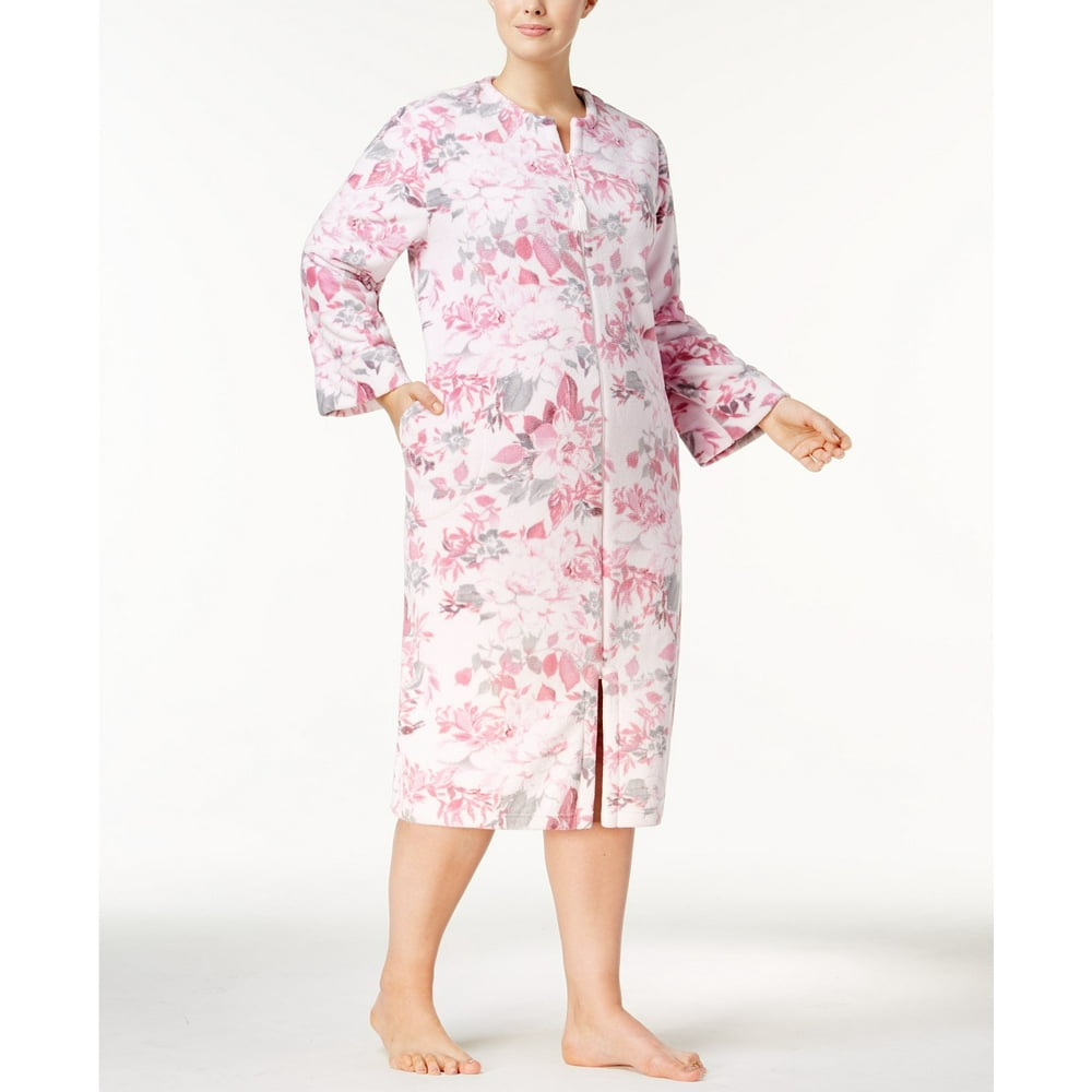 Miss Elaine Miss Elaine Womens Plus Size Fleece Floral Print Short
