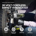 Master Mechanic 20 Volt Cordless Impact Wrench Kit with Brushless Motor ...