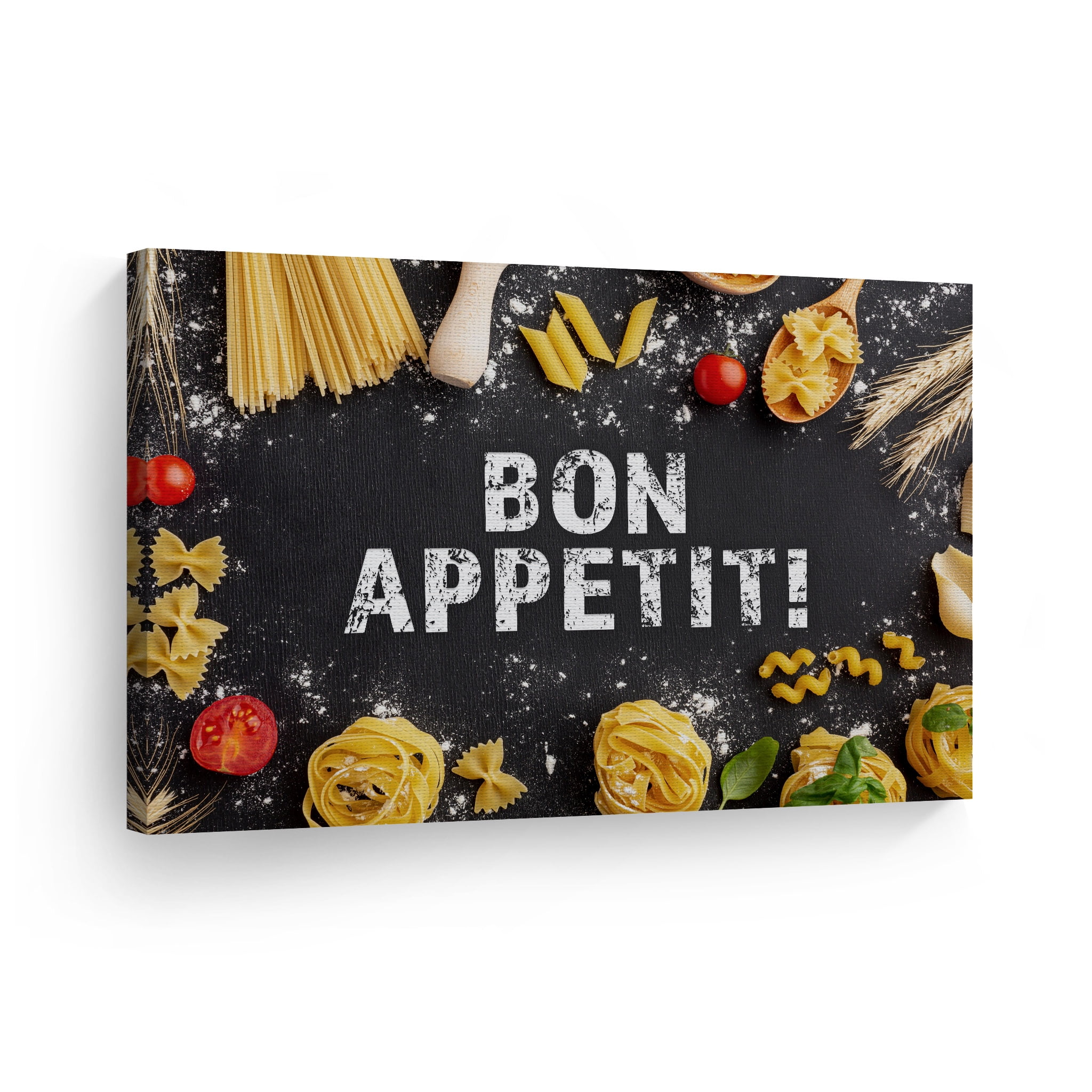 Smile Art Design Bon Appetit Quote Italian Pasta Kitchen Canvas Wall ...