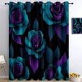Botanical Leaf Blackout Curtains, Abstract Floral Pattern Window Drapes ...