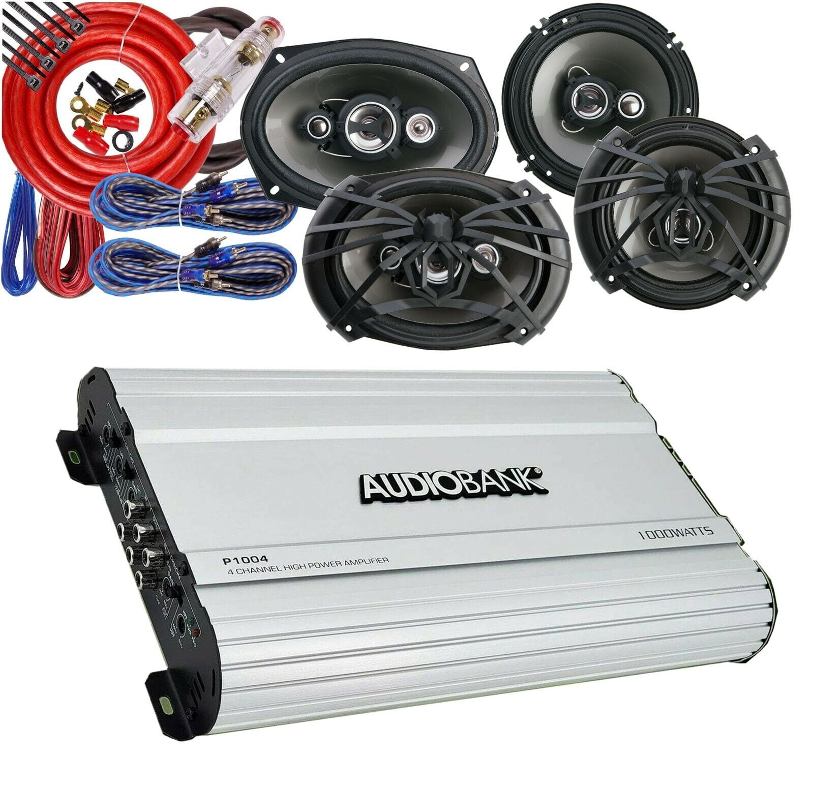Soundstream AF.653 & AF.694 Speakers + Audiobank P1004 Amplifier + 4CH ...