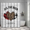Bathroom Shower Curtain Abstract Leopard Buffalo Plaid Love Waterproof ...