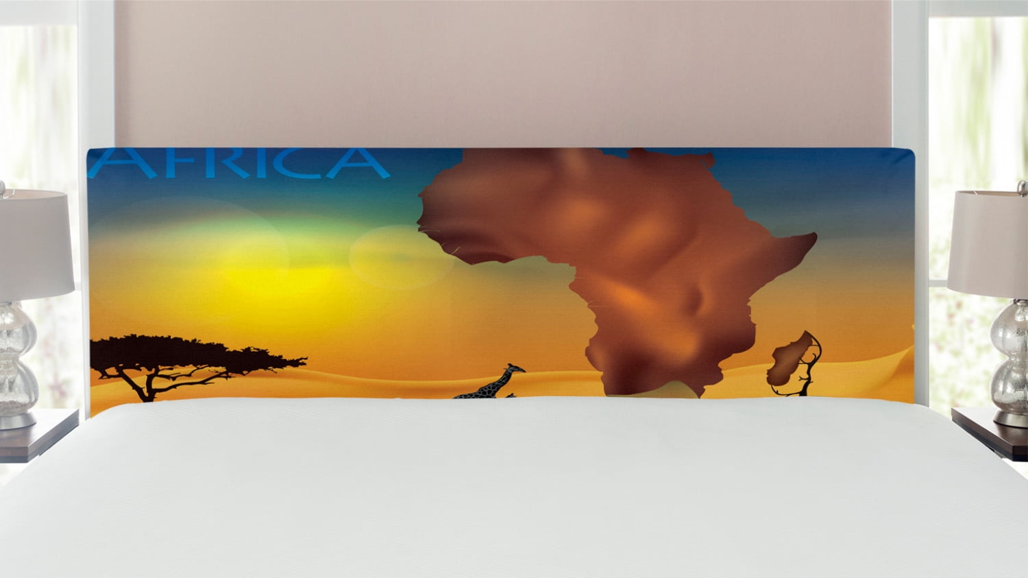 Safari Headboard, Savanna Giraffes Exotic Tropic Lands Culture Wild ...