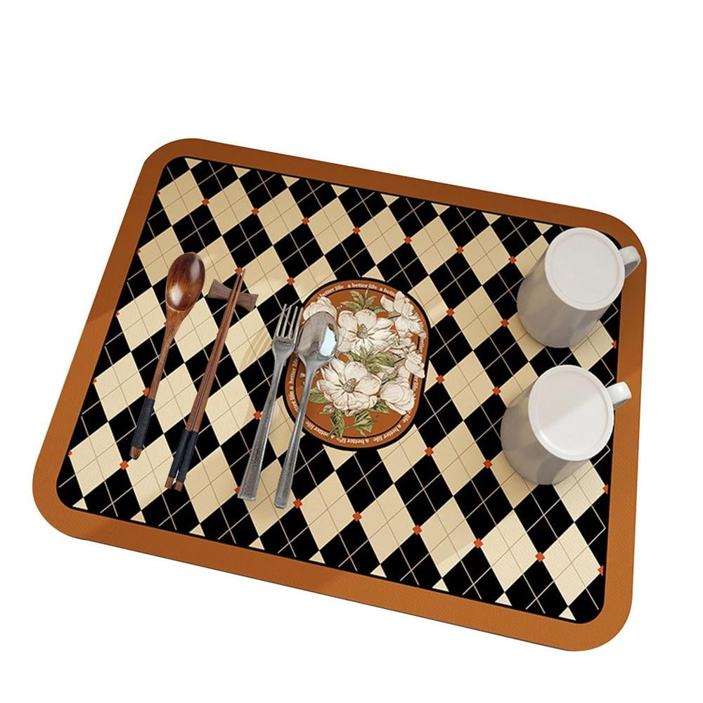 Tohuu Vintage Floral Plates Dish Drying Mat Non-slip Technology Cloth ...