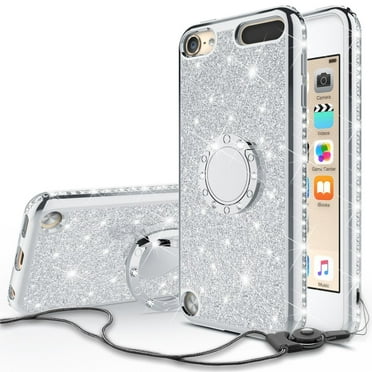 New iPod Touch Case, iPod 7/6/5 Case Glitter Ring Stand Bling Sparkle ...
