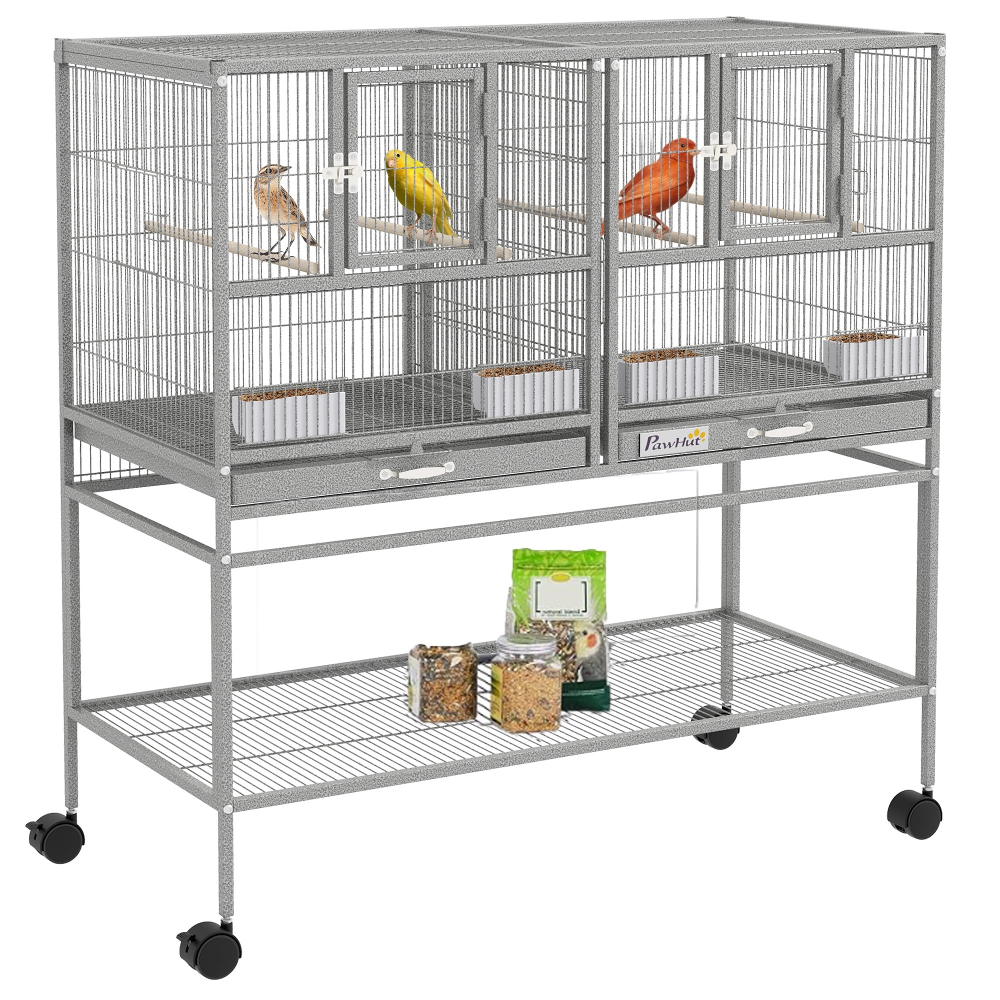 Click here for Pawhut Divided Breeder Bird Cage With Rolling Stan... prices