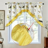 3 Piece Kitchen Curtain Swag Set, Window Treatment Olive Printed Design ...