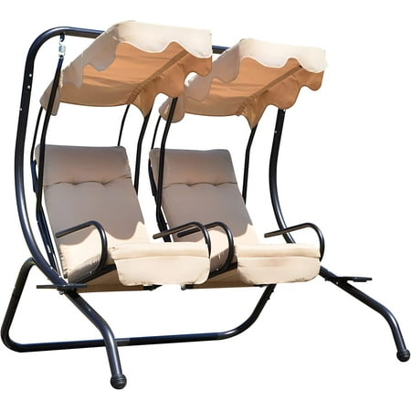 Hantdan Luxury Porch Swing Metal Outdoor Swing Chair 2 Separated Seater ...