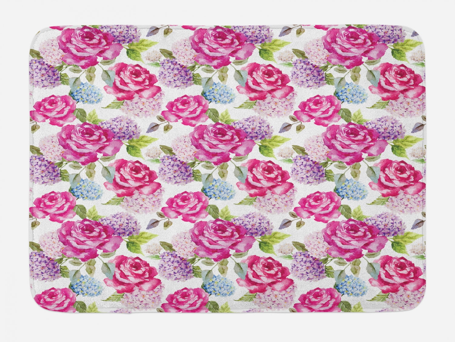 Shabby Chic Bath Mat, Watercolor Abstract Lavenders Leaves Buds Artwork ...