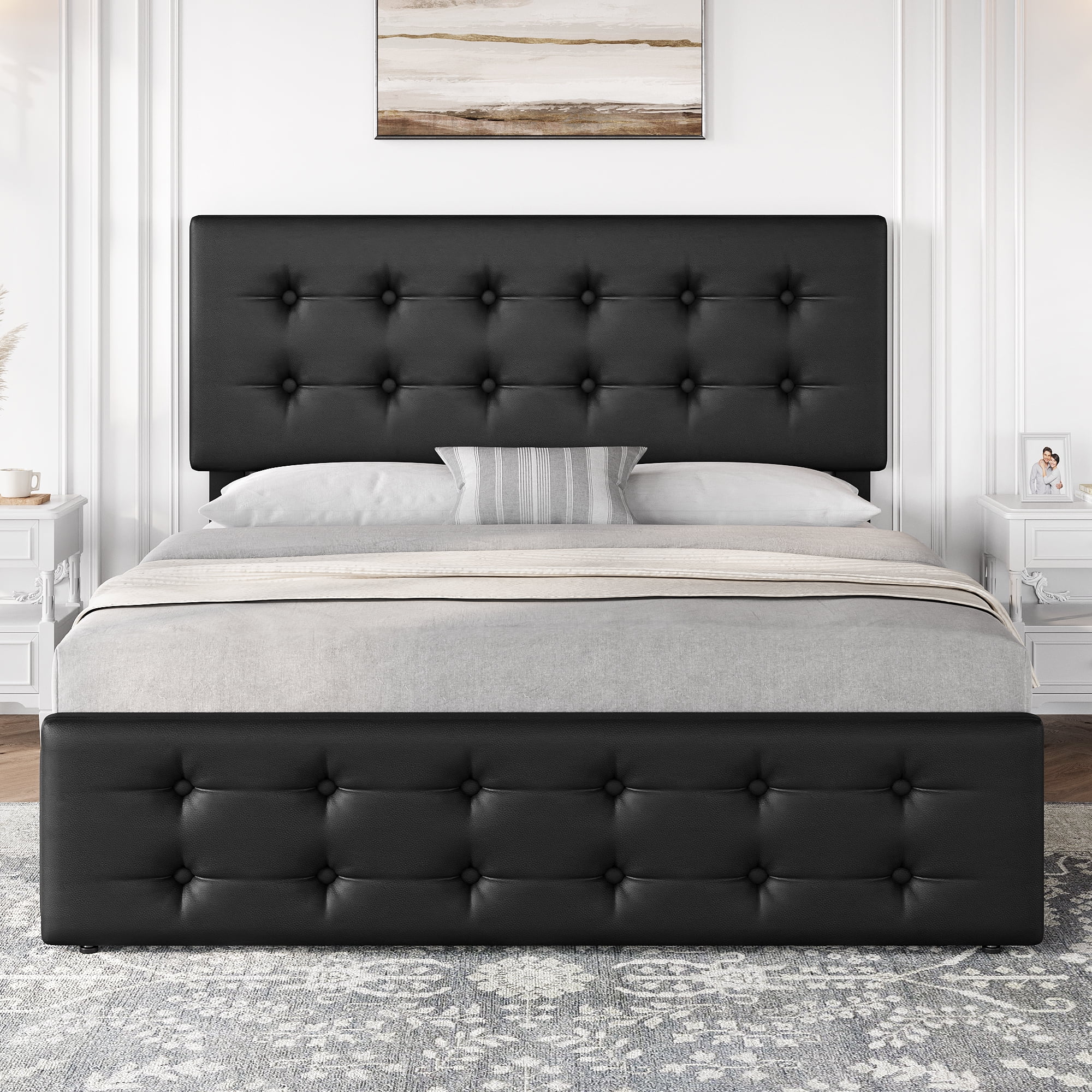 Click here for Yusazens Queen Size Bed Frame With 4 Storage Drawe... prices