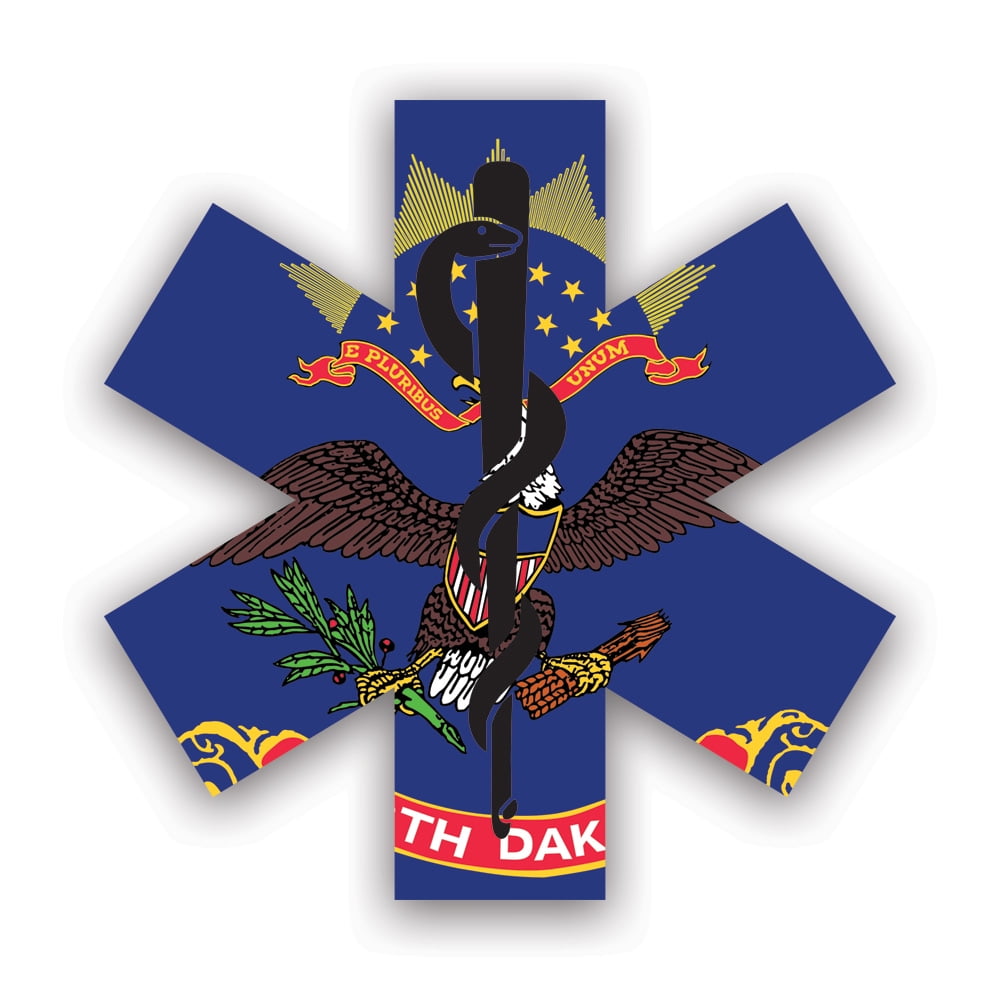 North Dakota Star of Life Flag Sticker Decal - Self Adhesive Vinyl ...