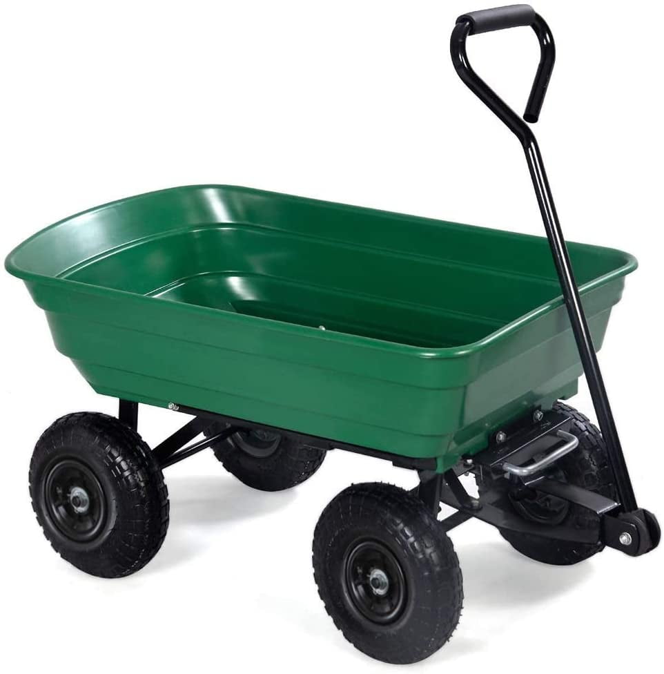 KAPAS Garden Dump Cart, Multifunctional Dumper Equiped with 4-Wheels ...