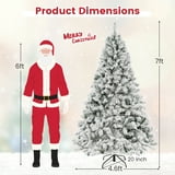 Gymax 7 FT Pre-Lit Snow-Flocked Xmas Tree 3-Minute-Setup Artificial Hinged Christmas Tree ...