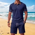 Byworldtasic Mens Polo Shirt and Shorts Set 2 Piece Waffle Knit Casual ...
