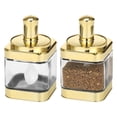2 Pcs Glass Condiment Pot with Spoon and Lid, Gold Seasoning Pot Set ...