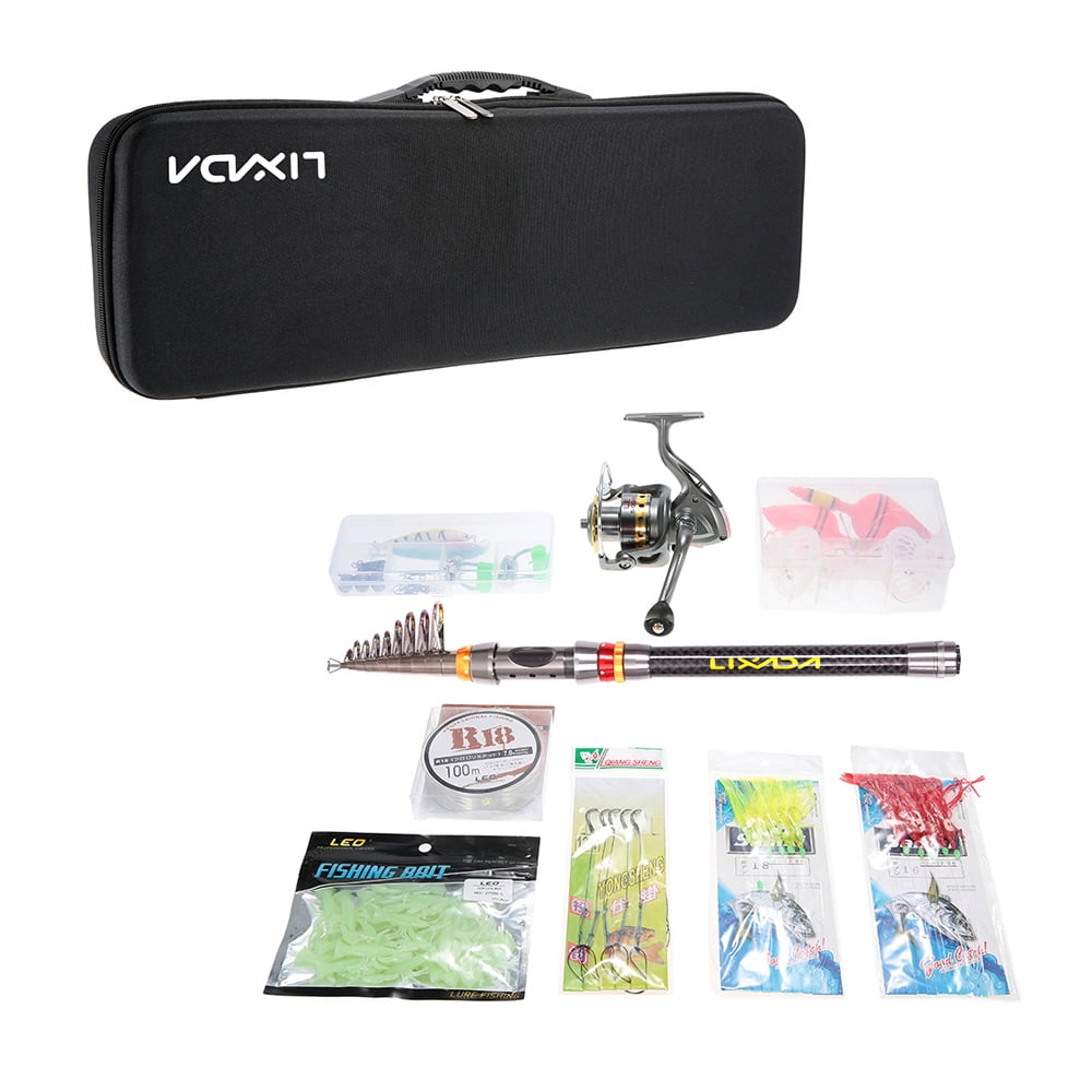 Lixada Telescopic Fishing Rod and Reel Combo Full Kit Spinning Fishing ...