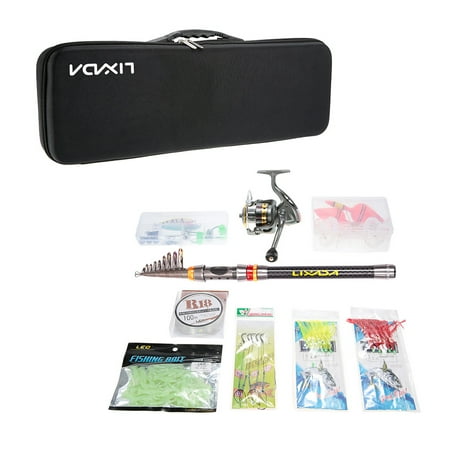 Lixada Telescopic Fishing Rod and Reel Combo Full Kit Spinning Fishing ...