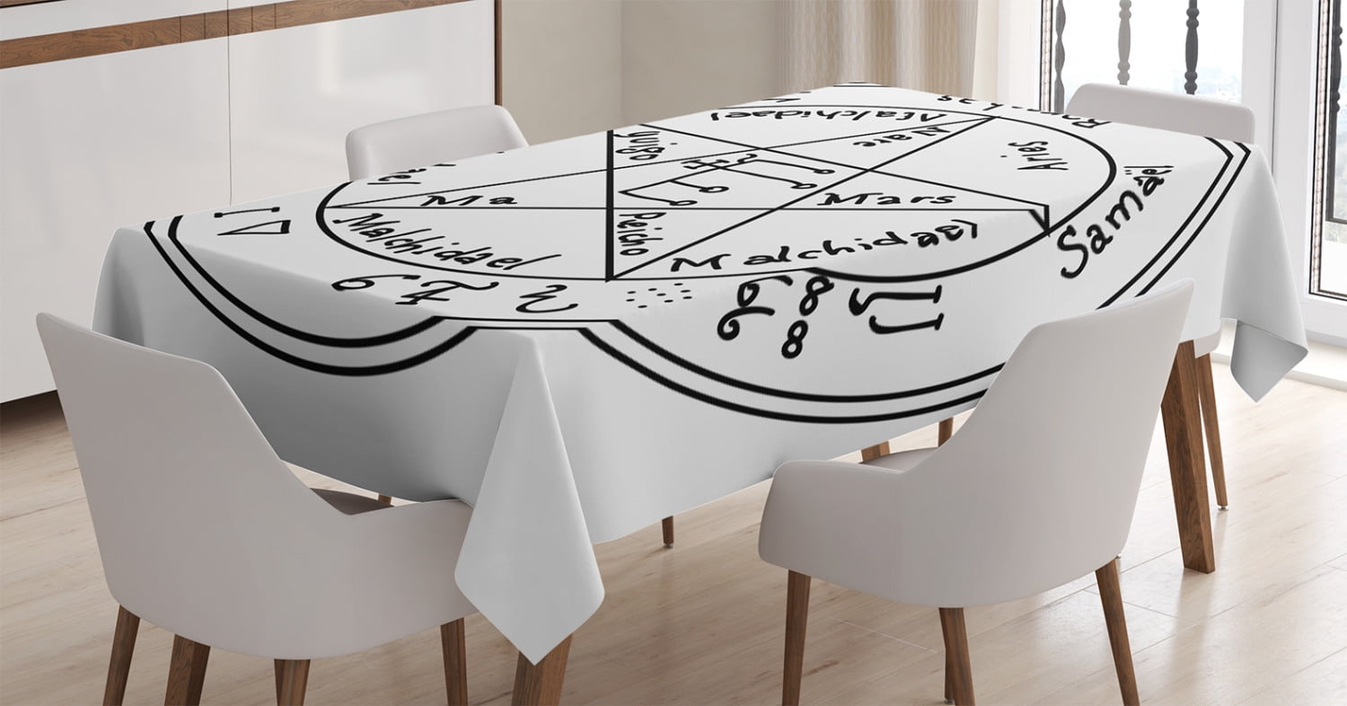 Occult Decor Tablecloth, Minimalist Ancient Magic Symbol with Dated ...