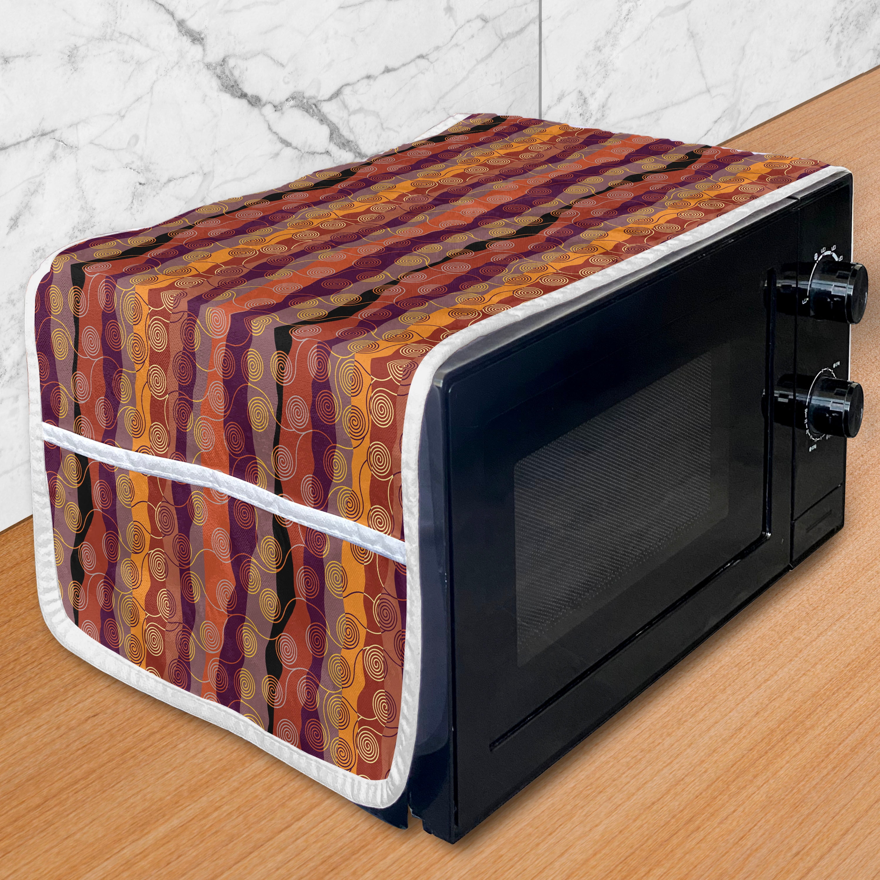 Wave Microwave Oven Cover, Style Abstract Zigzag Art with Circular ...